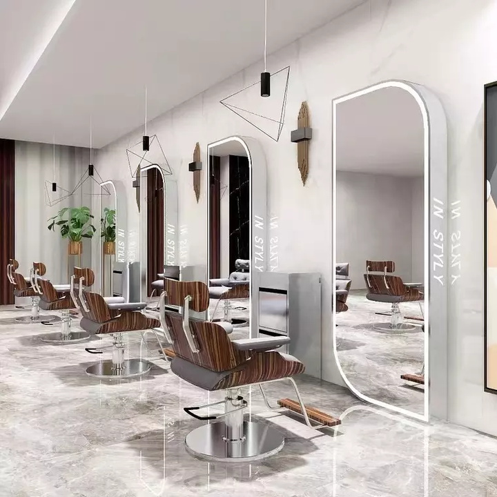 Salon Mirror Salon Station Mirror Station with Led Light Barber Mirrors ...