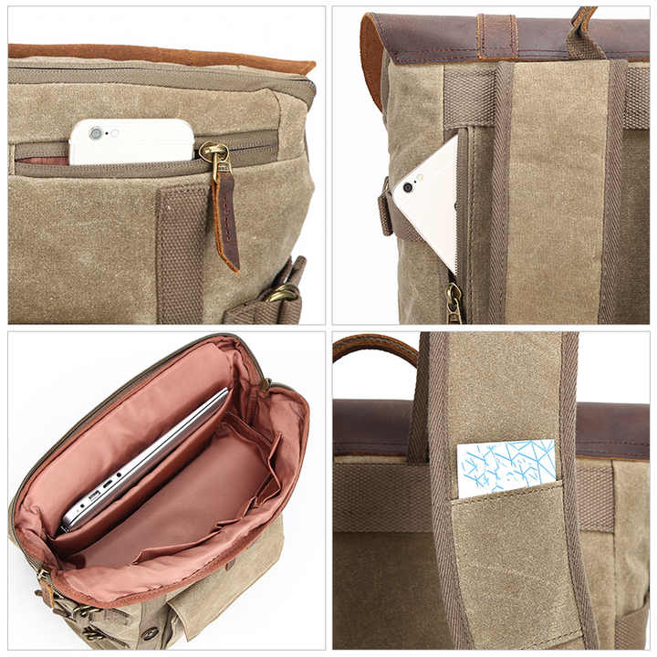 KOOGER Batik Waxed Canvas Leather Travel Camera Bag
