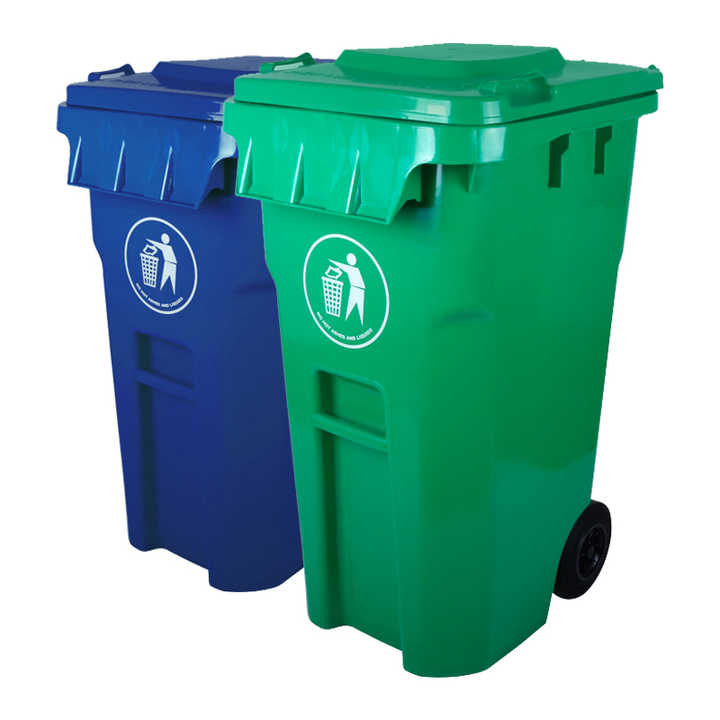 240L Outdoor Plastic Recycle Dustbin with Lid and Wheels