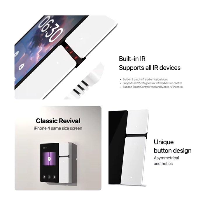 TUYA Mini Smart Central Control Panel Touch Screen 3 Relays Built-In IR ...