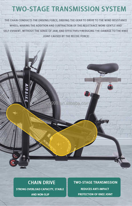 Indoor Gym Cardio Fitness - Air Resistance Exercise Bike