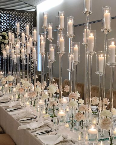 Dining Table Solid Crystal Candlestick Transparent candle holders ...