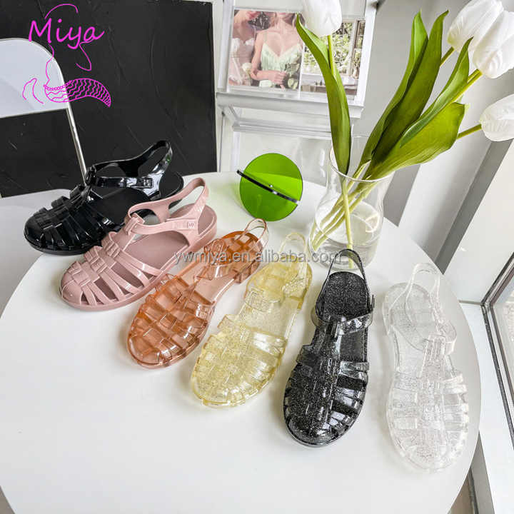 FC-086 2024 Fancy Clear transparent PVC sandals for women with ankle ...