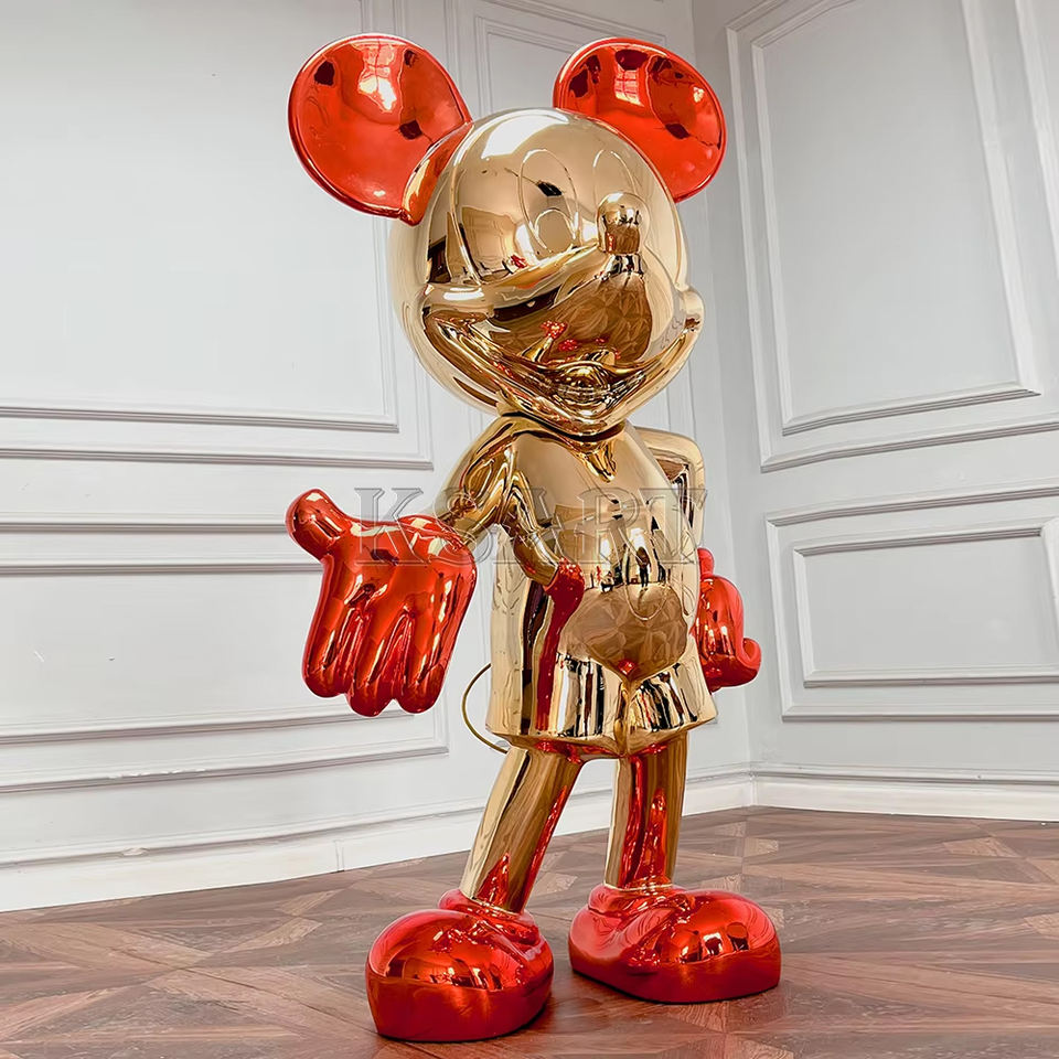 Resin Crafts Cartoon Mouse Mickey Minnie Cartoon Statue Electroplated ...