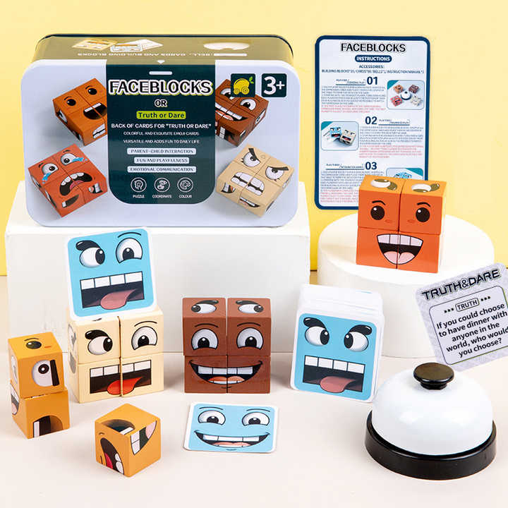 Montessori Face Change Building Block Sets Expression Building Blocks ...