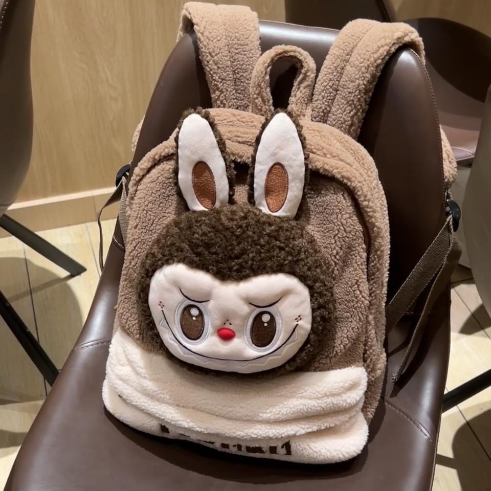 Cute Cartoon for Labubu Lamb Wool Double Shoulder Strap Kids Backpack ...