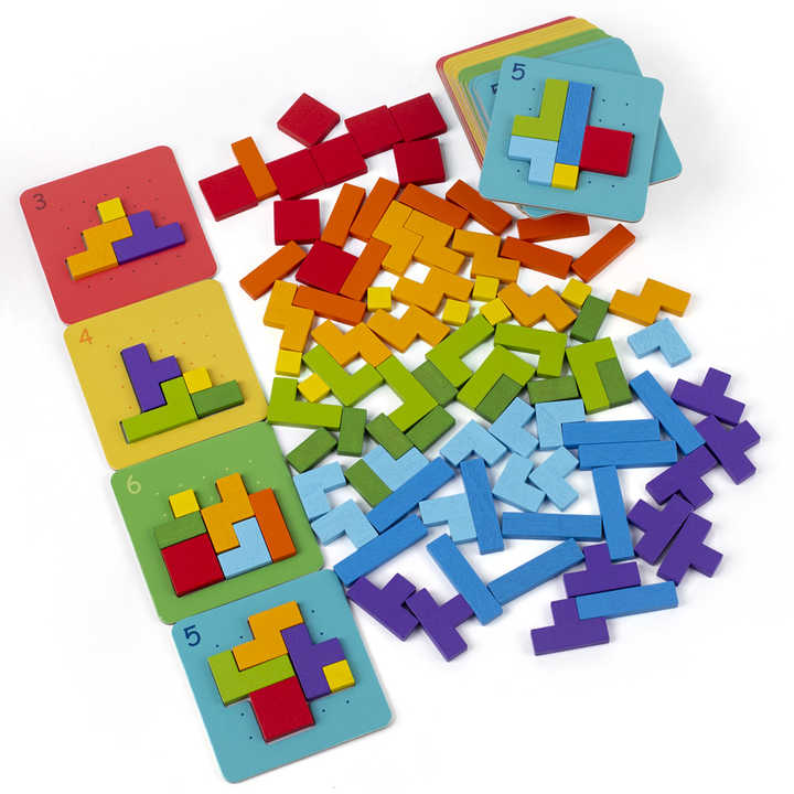 Montessori Wooden Puzzles Shape Matching Building Block Sets Children ...