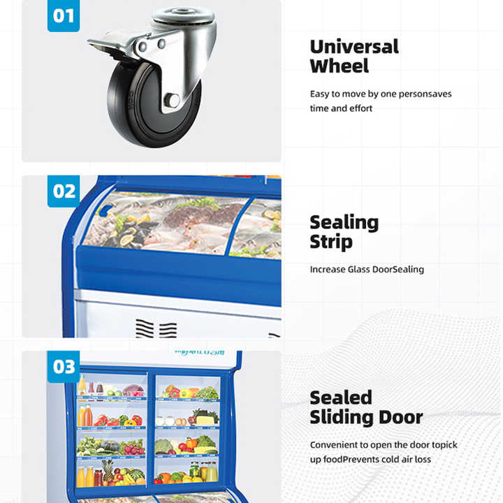 Easy to Install Horizontal Glass Door Display Freezer for Commercial ...