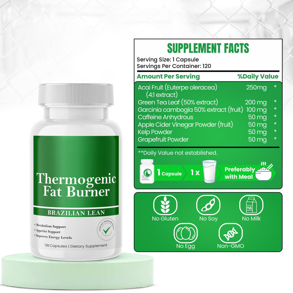 120 Capsules Thermogenic Fat Burner for Women Men Appetite Suppressant ...