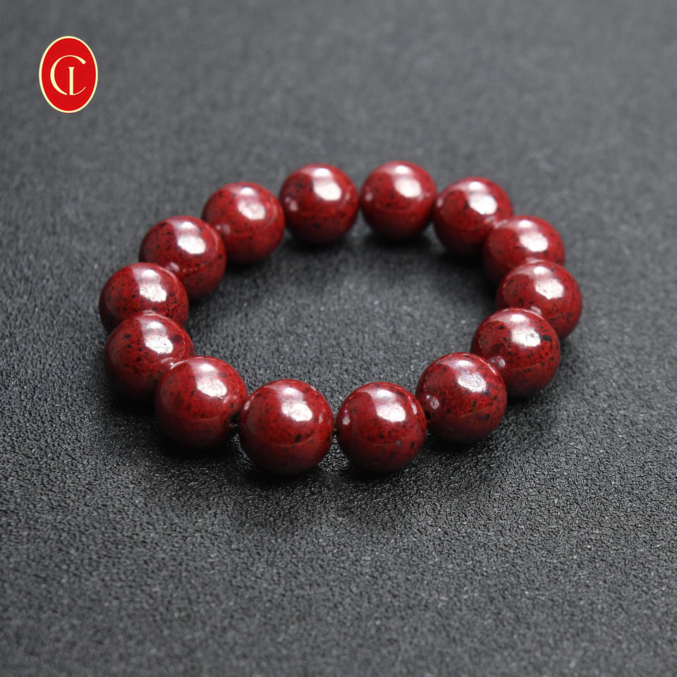 CHILANG Natural Dark Red Cinnabar Stone Bracelet Raw Mineral Energy ...