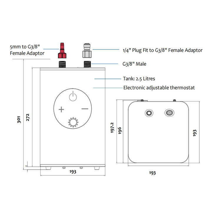 Under Sink Instant Hot Water Heater - Dual Handle Instant Boiling Tank ...