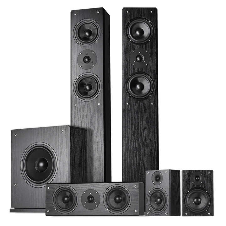 5.1ch Home Theater Passive Speaker System - Wireless & MDF+PVC