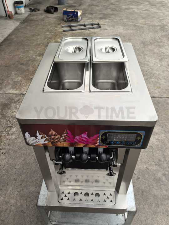 3 Flavors Sundae Frozen Yogurt Maker Freezer Countertop 2+1 Mixed ...