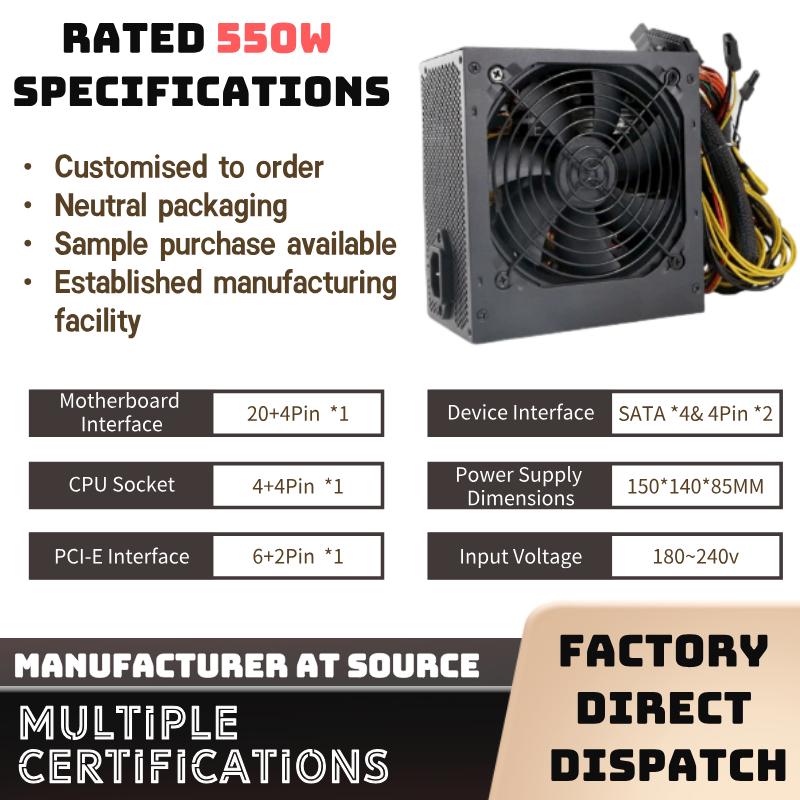 Dragon Storm 550w High Quality ATX Computer Game PSU 12V PC Desktop ...