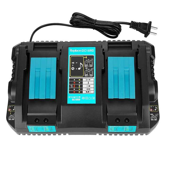 Double Port Power Tool Charger DC18RD for 14.4V 18V Lithium Ion Battery Fast Charger for BL1460B ...