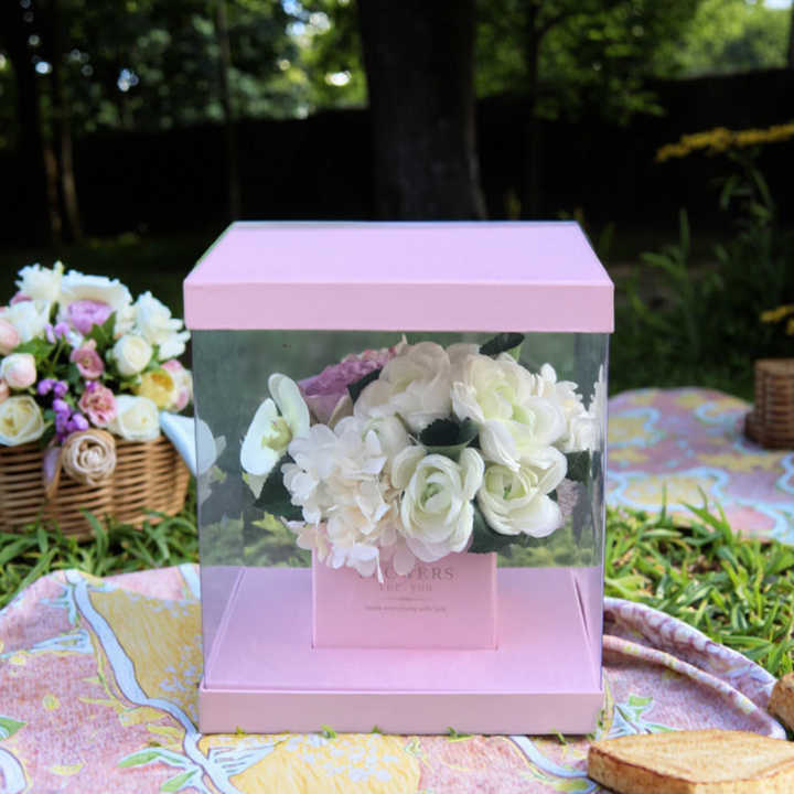 AM-GPD15 PVC Window Square Folding Clear Flower Gift Box Plastic Cake ...