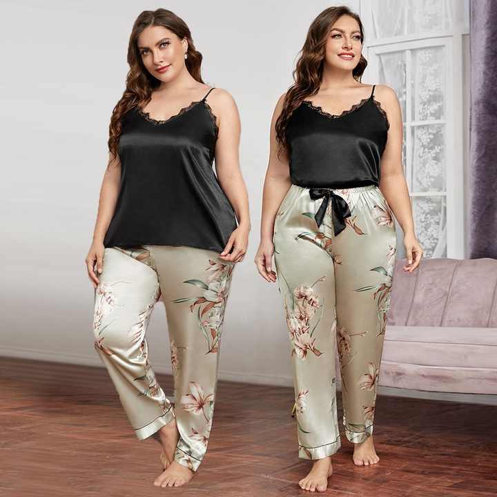 Wholesale Luxury Silk Satin Pajamas for Women Set Plus Size Pyjama Frau ...