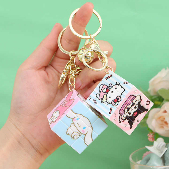 Cartoon Plastic Metal Key Ring Keychain Bell Cube Keychain| Alibaba.com