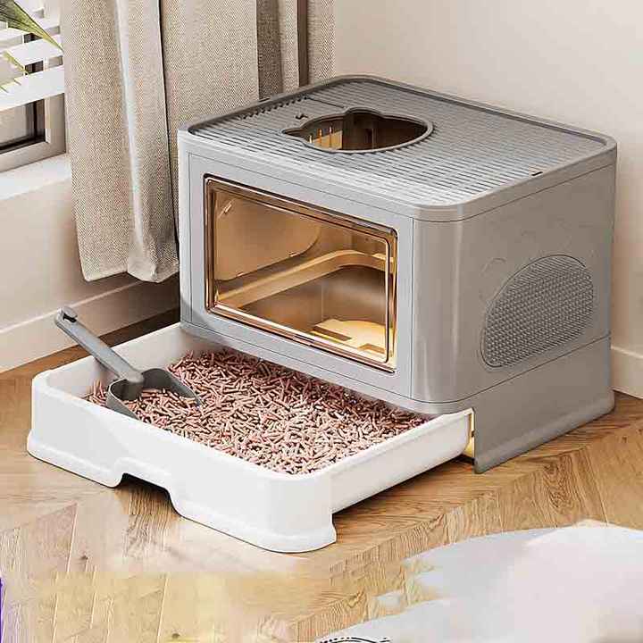 Modern Anti-splash Cat Litter Box Large Fully Closed Drawer Type Cat ...
