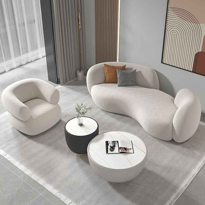 XY Salon - Premium Cloud Sofa with Cream Wind Lamb Fleece