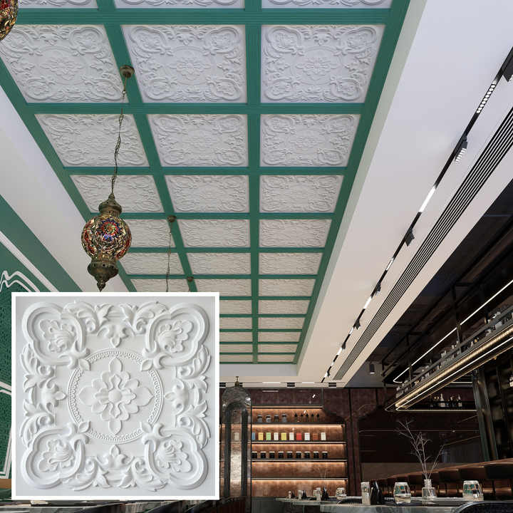 Ceiling Tile Faux Tin Finishes Embossed White Matte Color PL30