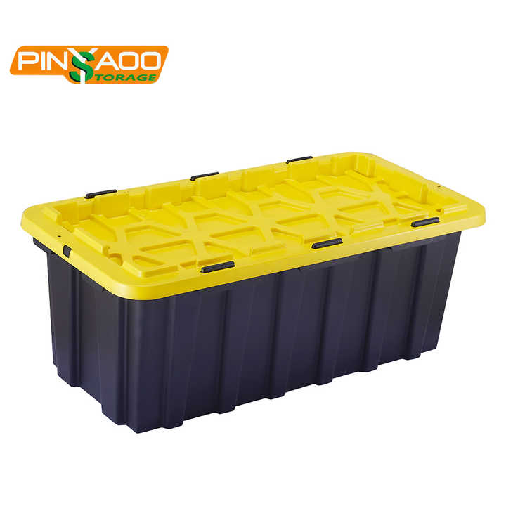 200L Stackable Tool Storage Plastic Heavy Duty Tub with Lid