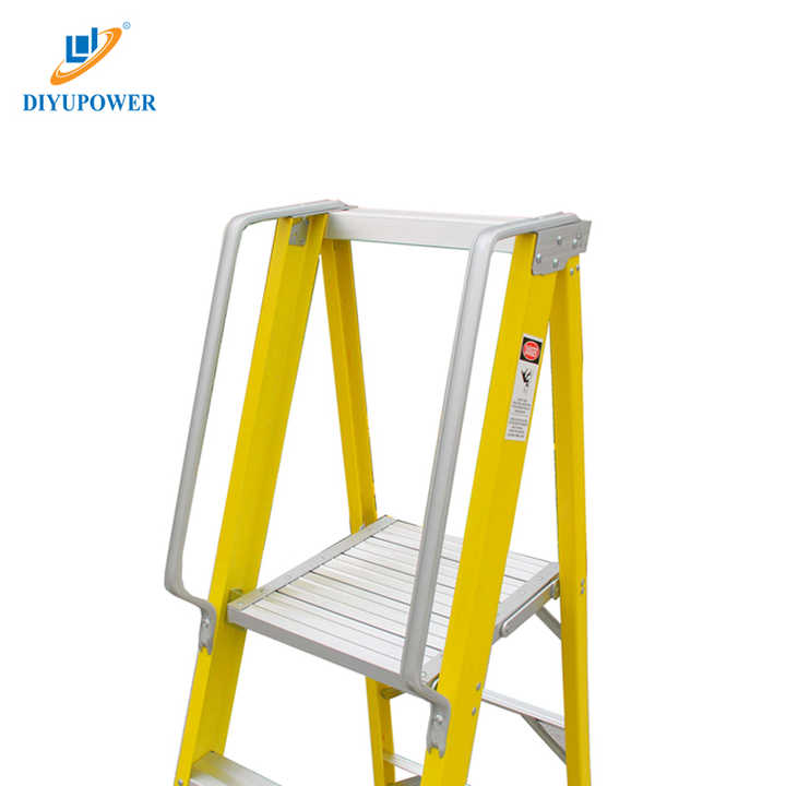 Custom Fiberglass Platform Ladder Insulated Handrail Outdoor Folding ...