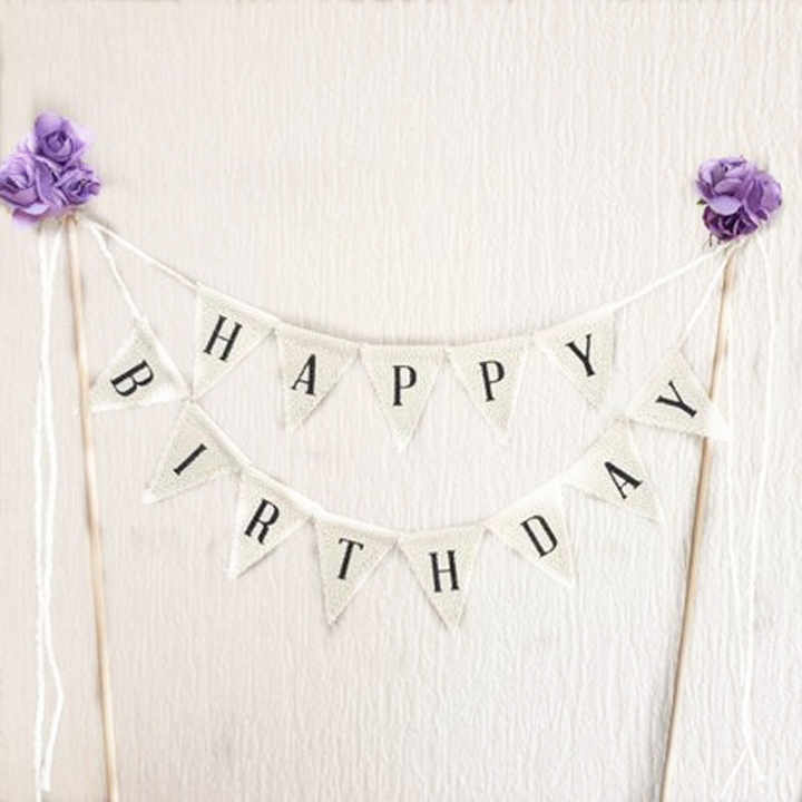Decoration Gateau Small Happy Birthday Banner Happy Birthday Cake ...