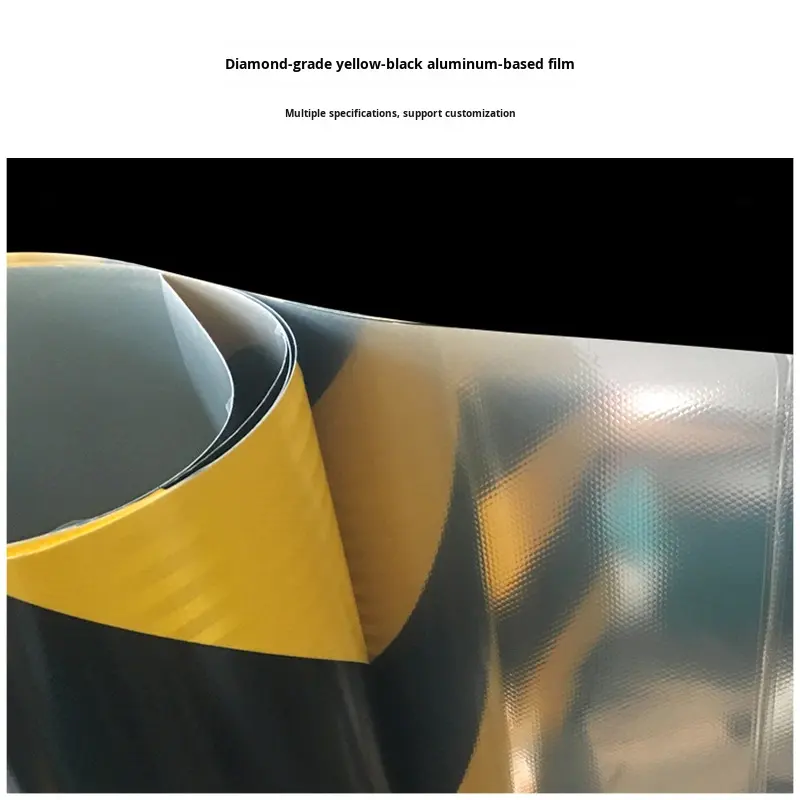 Aluminum-Based Cylindrical Reflective Film with Yellow Black Diagonal ...