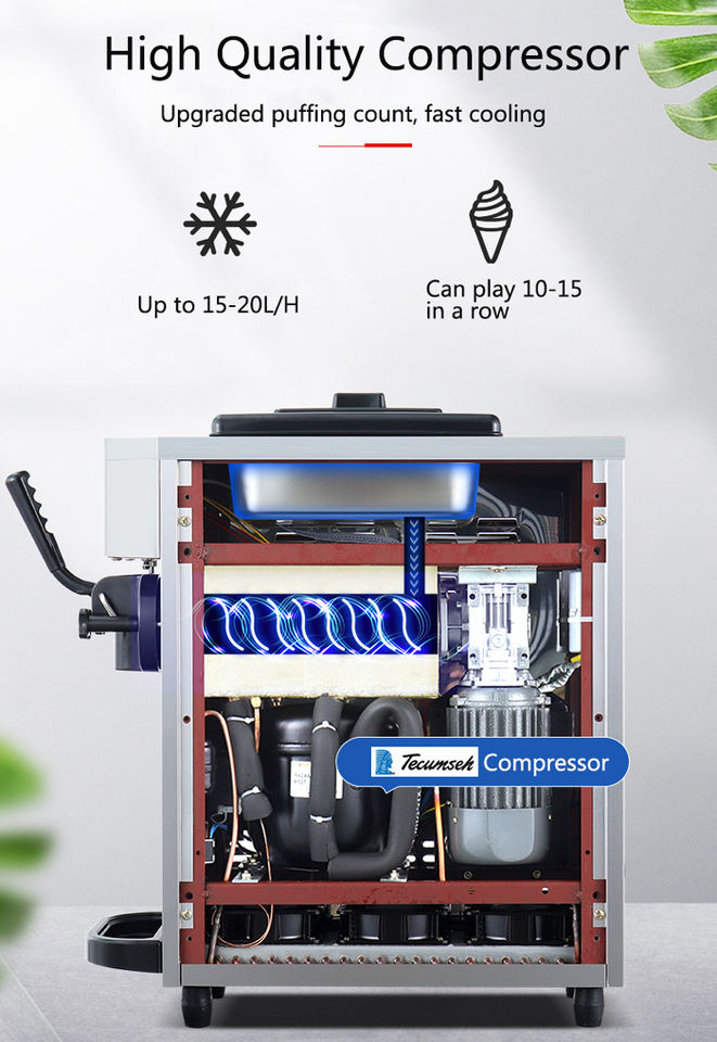 Professional 220V Soft Ice Cream Machine - Compact, Single Flavor for ...