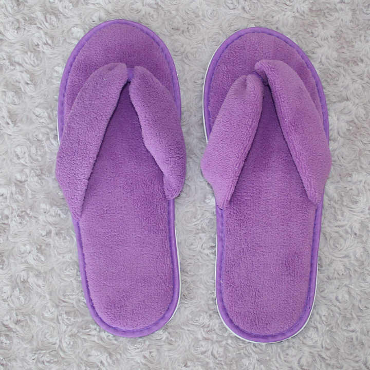 Custom Hotel Washable Coral Velvet Slippers Hotel Disposable Flip-flops ...