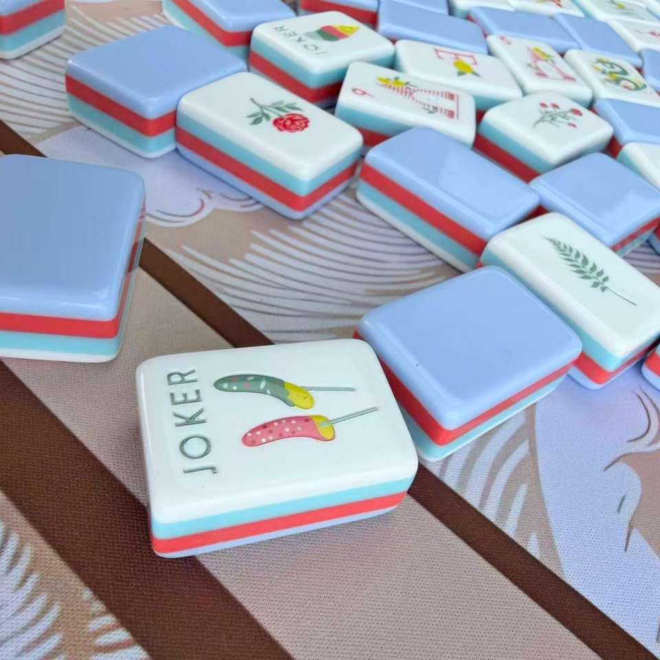 Custom Acrylic Mahjong Tiles Chinese Dragon Tropical Pattern Portable ...