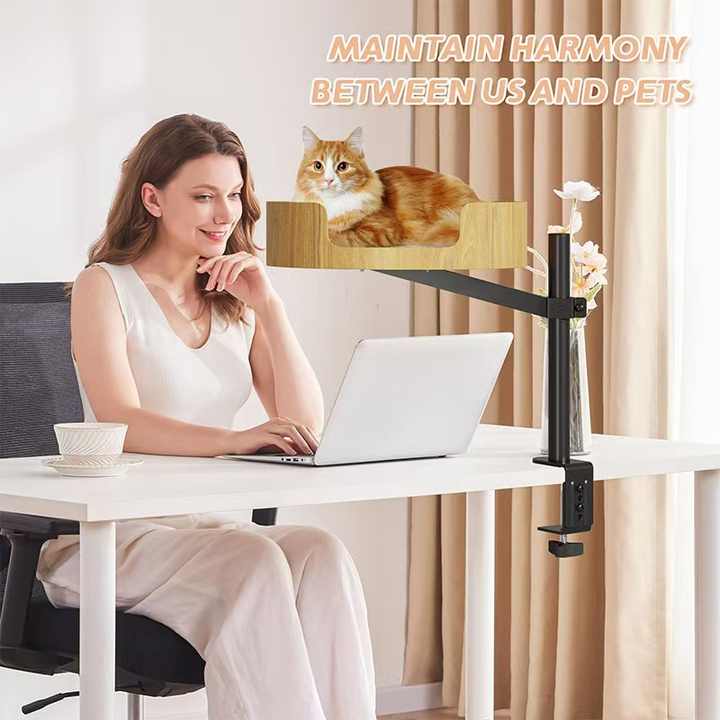 Durable Sturdy Indoor Desk Cat Hammock Solid Wooden Cat Table Bed ...