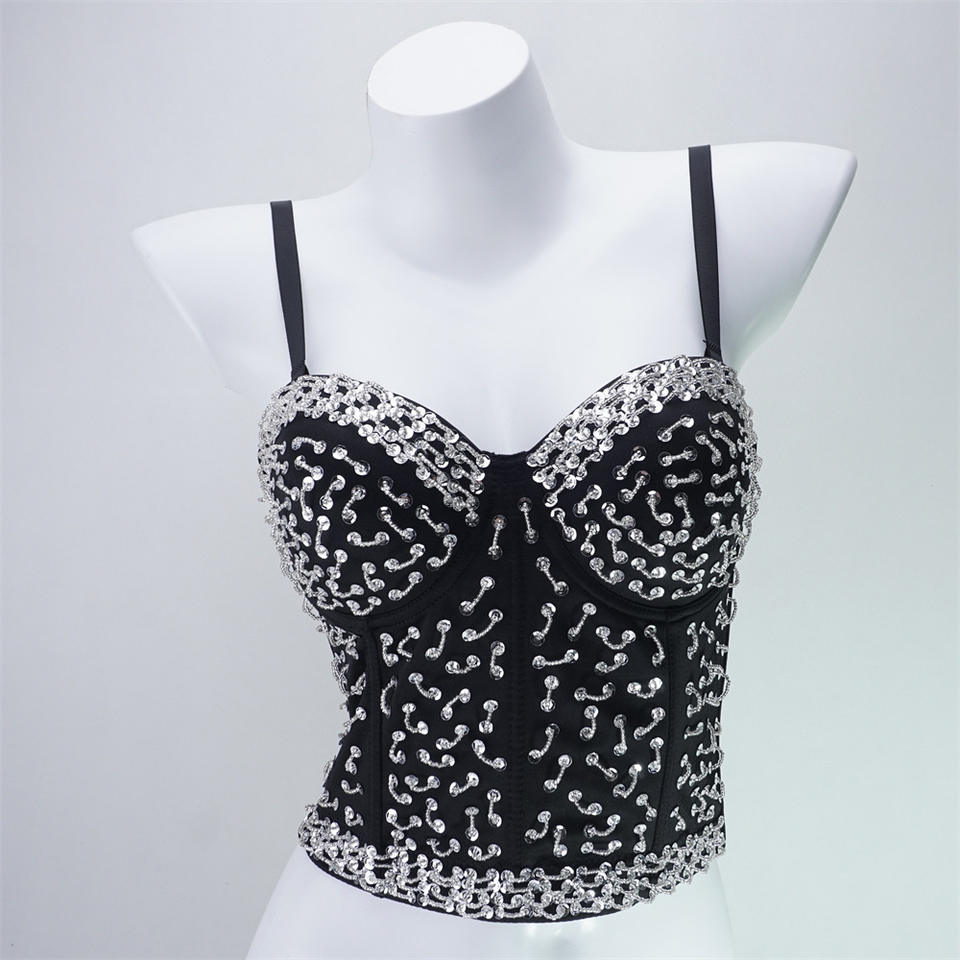 Sparkling Pearl-Embellished Longline Bustier Corset with Boning Women's ...