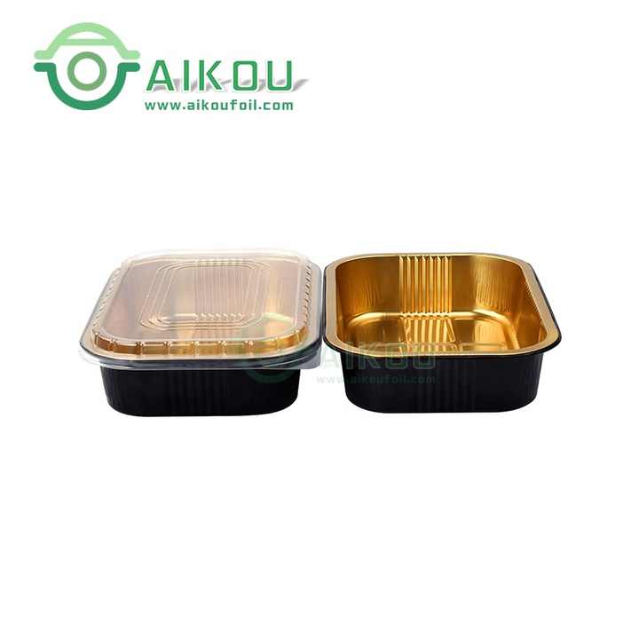 High-End Disposable Aluminium Foil Meal Tray - Black Gold Takeout Food ...