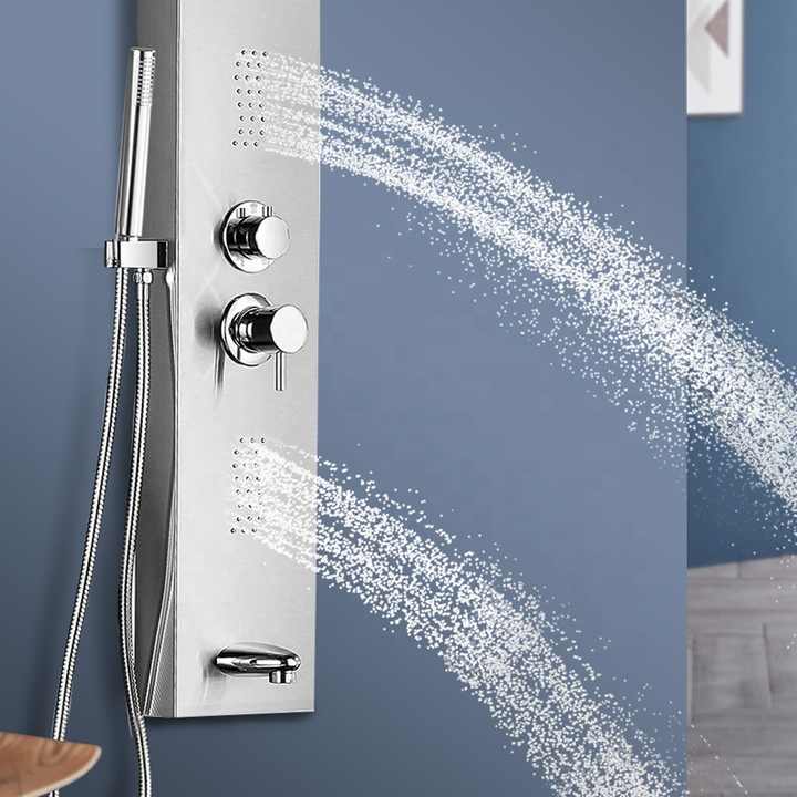 Waterfall Shower Column Set with Massage Jets & Chrome Finish