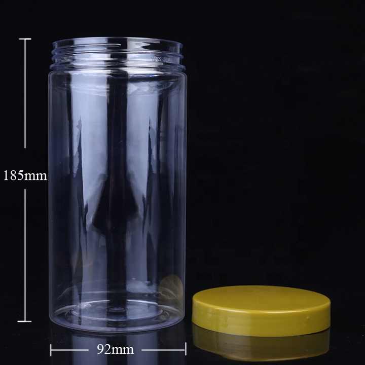 Clear Empty Jar 1L Plastic Wide Mouth 1000ml Jar for Food Storage with ...