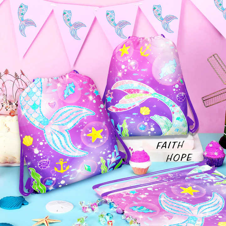 WF017 Mermaid Tail Theme Girl Party Decoration Purple Non Woven ...