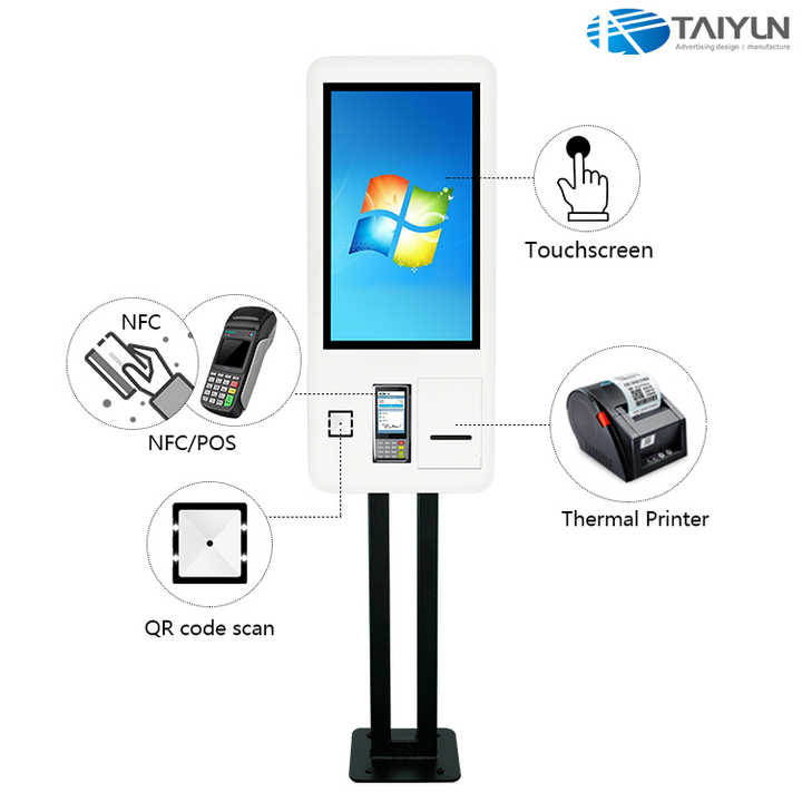 27 Inch Remote Control Self Service Restaurant Touch Screen Kiosk With ...