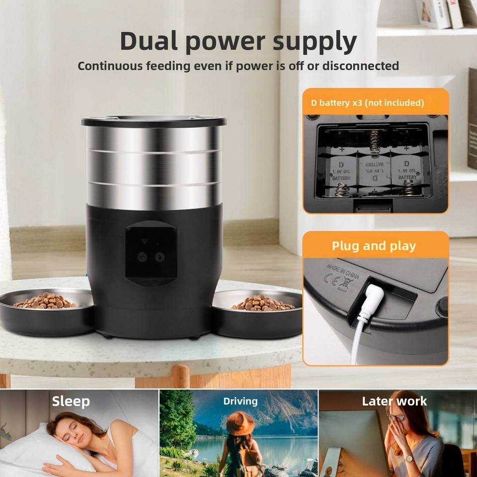 New Stainless Steel Smart Pet Feeder, WiFi, Timed Portion Feeding, 4.5L ...