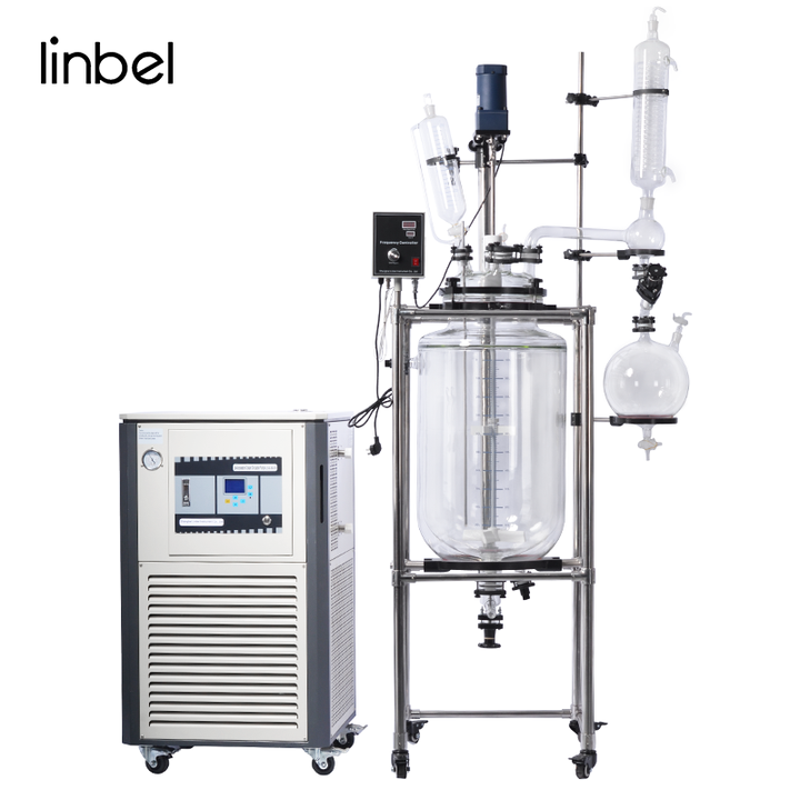 Lab Chemical Bioreactor Jacketed Glass Agitator 5L-200L