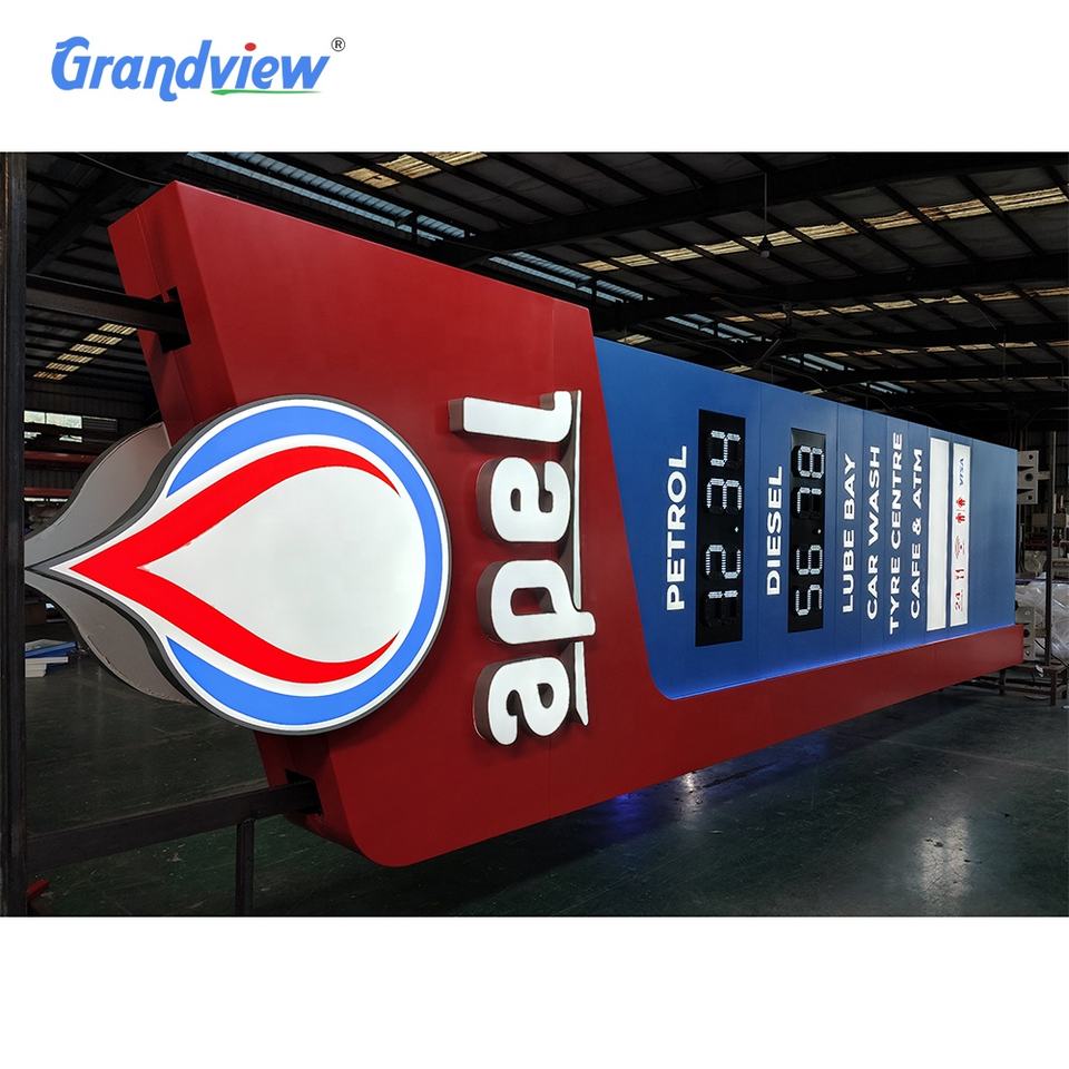 Custom Outdoor Gas Station Price Sign Board - LED Illuminated