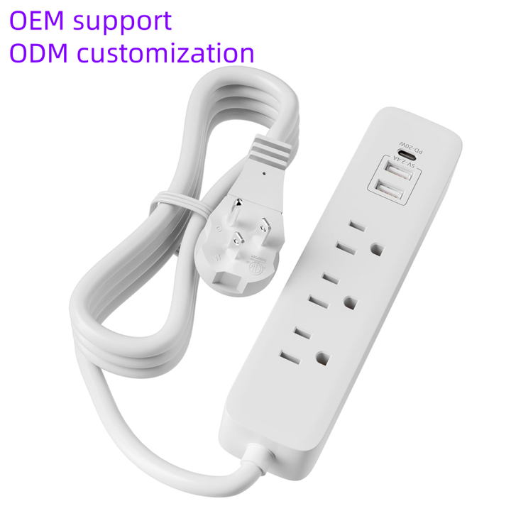 45 Degree Plug 3 Prong Outlets Power Strip with 4FT Extension Cord 2 ...