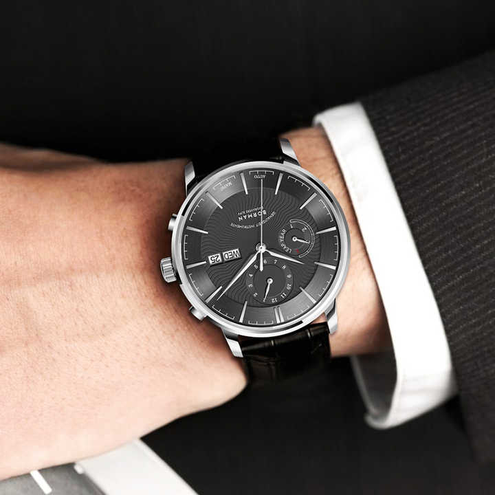 BORMAN Men's Watch - Luxury Leather Band & 5 ATM Waterproof