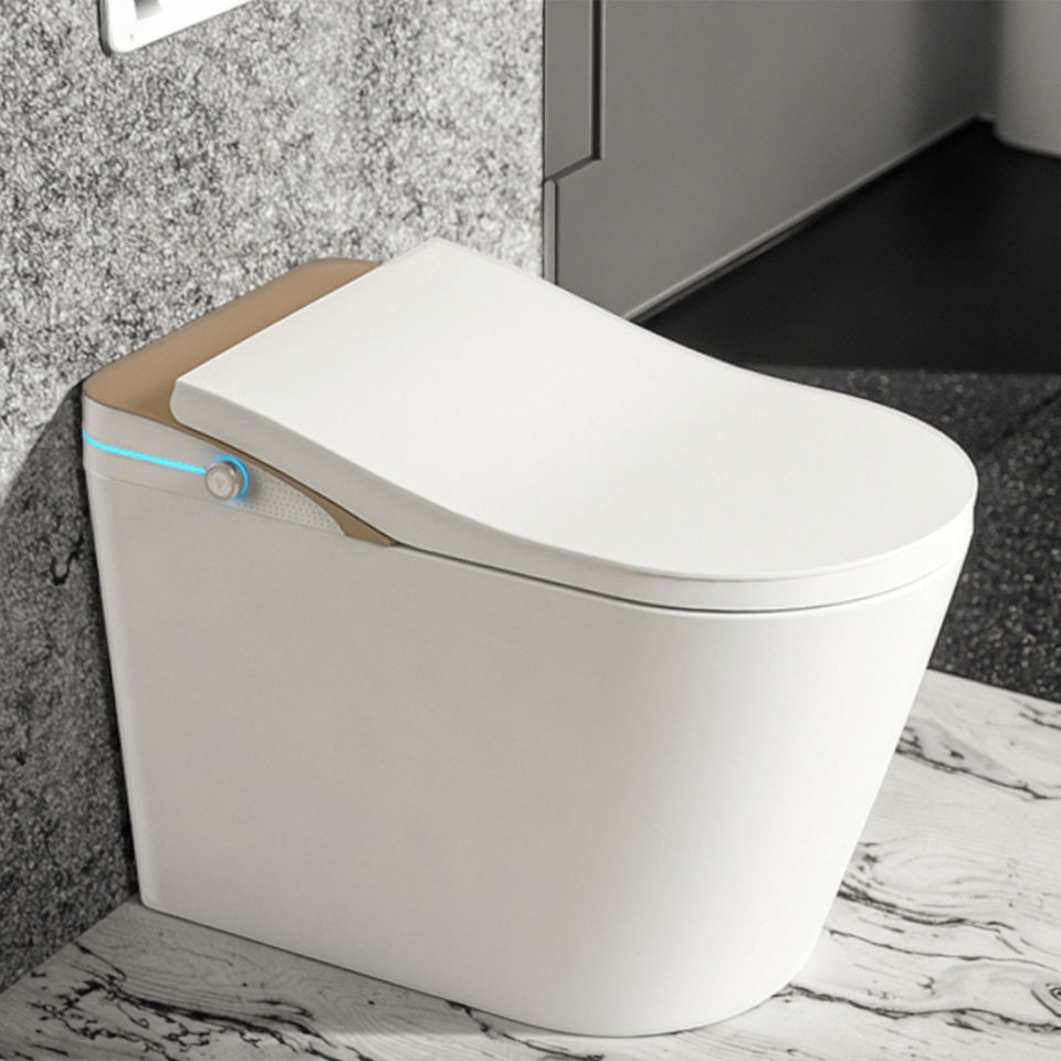 MADODO Electric White Ceramic Smart Toilet Bowl with Liquid Crystal ...