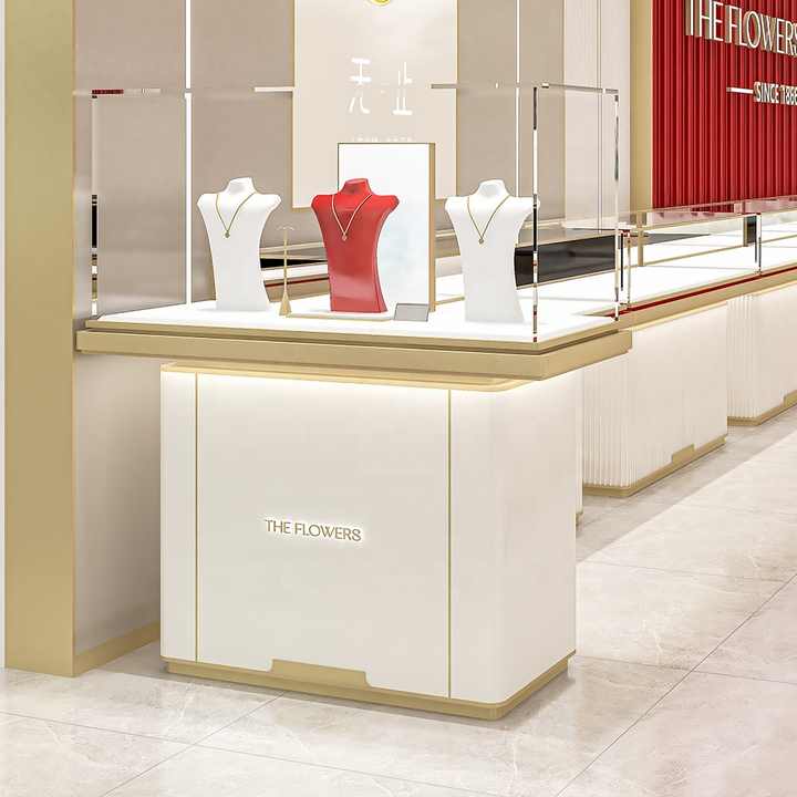 Luxury Gold Jewellery Display Cabinet Showcase Design Custom Lockable ...