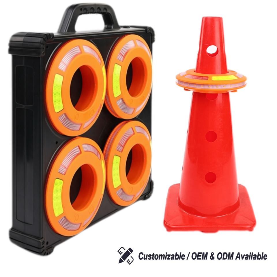 360° Traffic Cone Warning Light Rechargeable LED Cone Ring Lamp ...