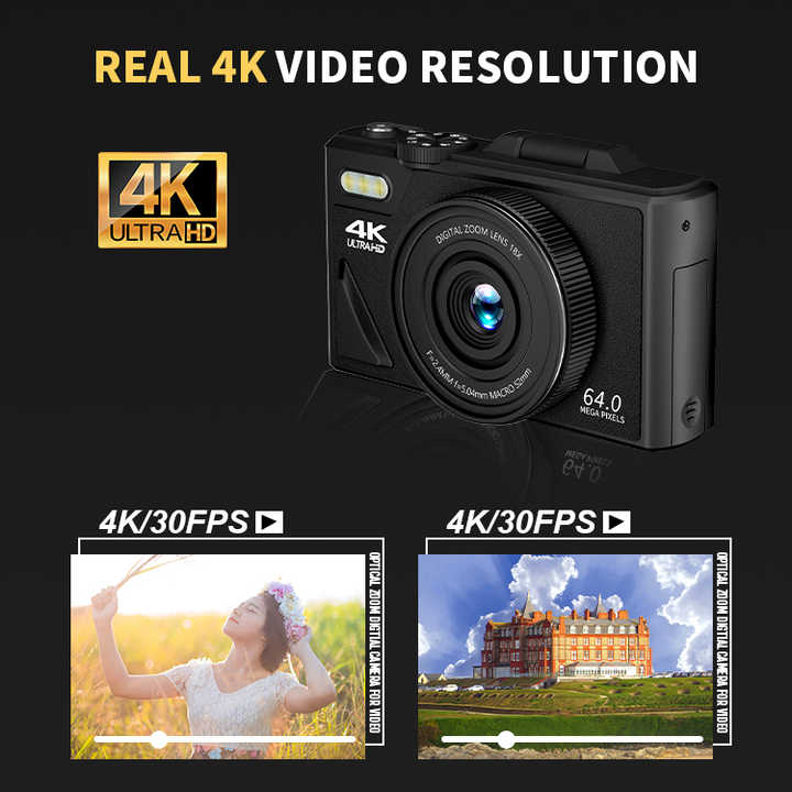 Hot Style hd Vlog Real 4k Video Digital Retro Camera Photo Vintage with ...