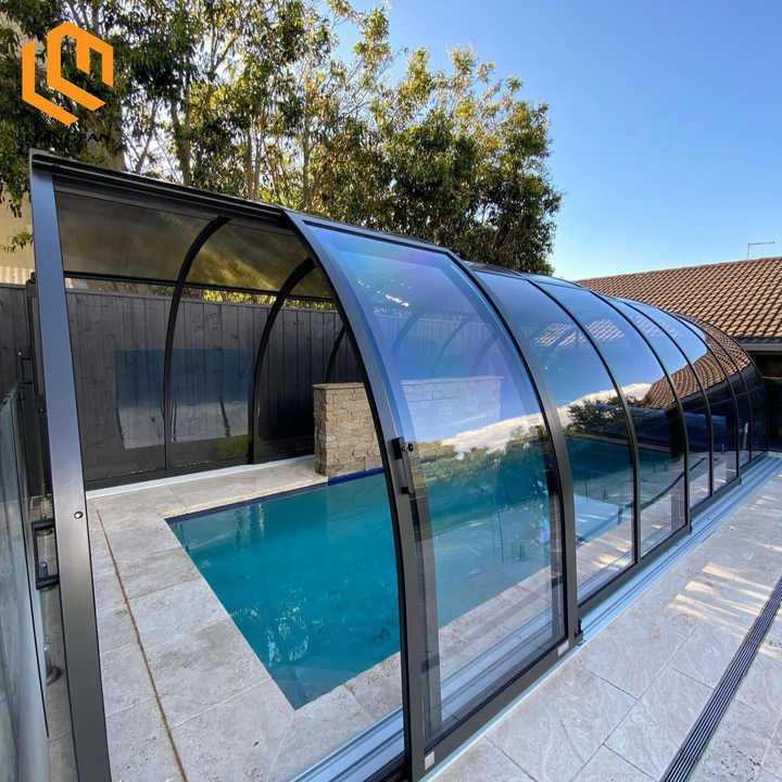 Outdoor Pool Enclosure Cover - Retractable Polycarbonate Screen