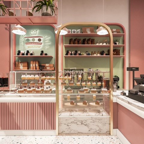 Modern Bubble Tea Shop Counter Design - Stone Dessert Bar